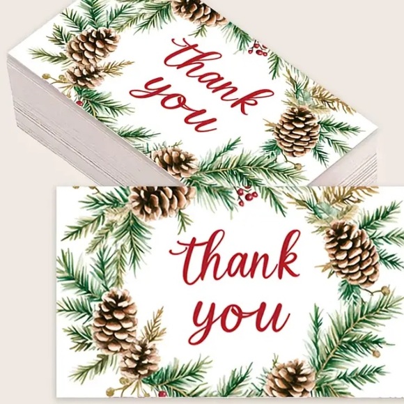 Design | Festive Thank You Cards With Pinecone Design Pack Of 5 | Poshmark